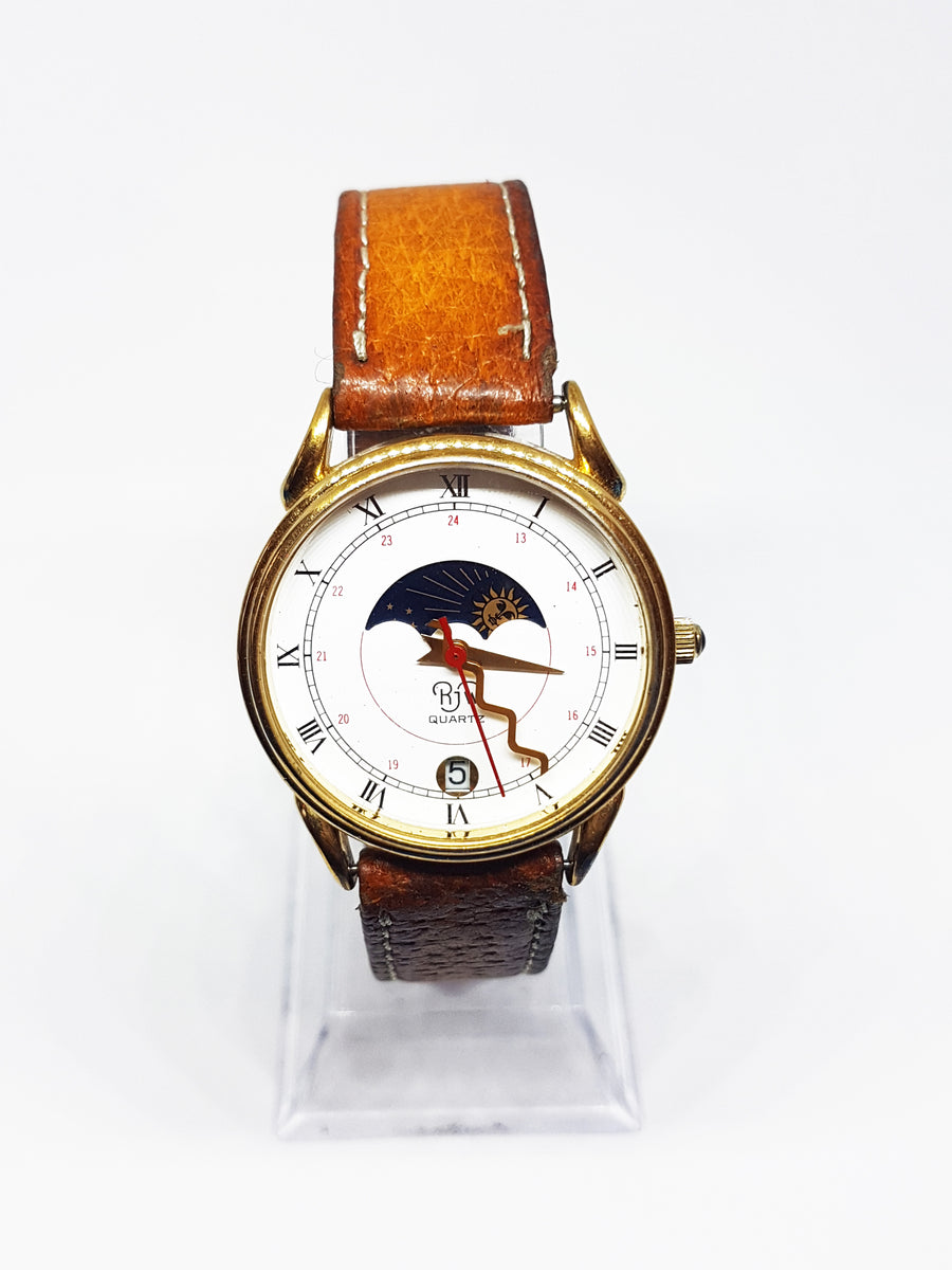 RJW Moon Phase Quartz Watch | Elegant Gold-tone Vintage Watch – Vintage ...