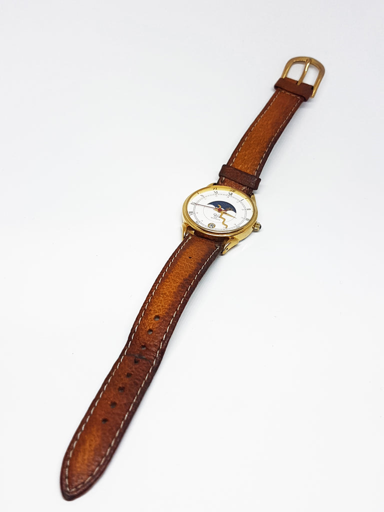 RJW Moon Phase Quartz Watch | Elegant Gold-tone Vintage Watch – Vintage ...