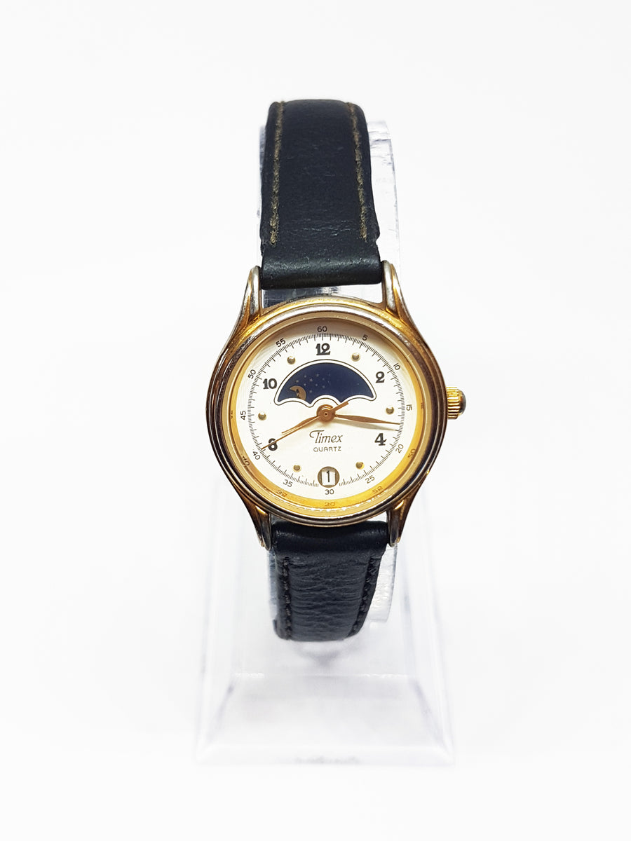 Vintage Timex Moon Phase Watch | Luxury Gold-tone Watches – Vintage Radar