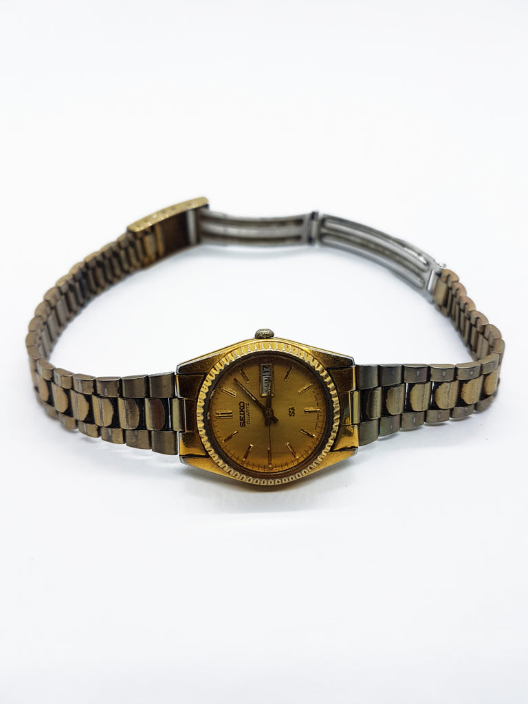 Vintage 3E23-0A69 Seiko Watch | Gold-tone Unisex Seiko Date Watch ...