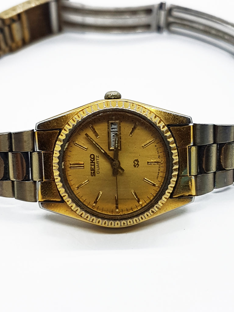 Vintage 3E23-0A69 Seiko Watch | Gold-tone Unisex Seiko Date Watch ...