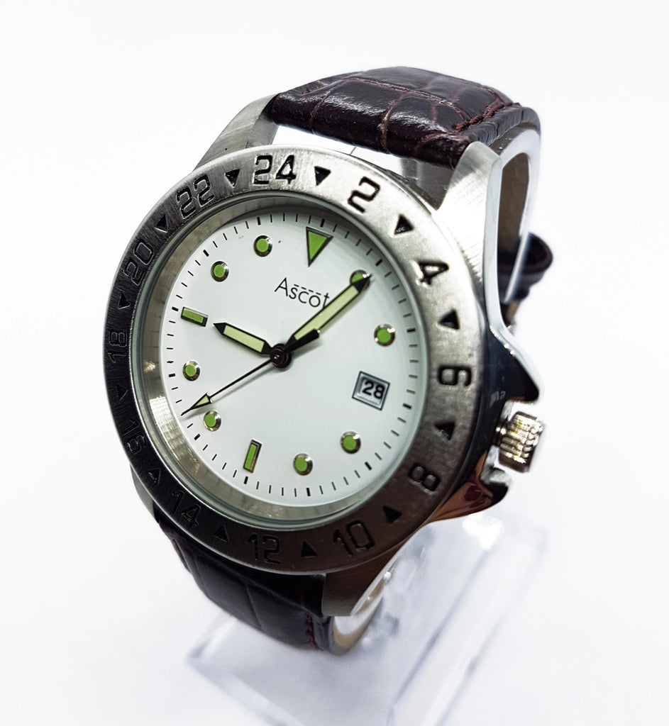 Silver-Tone Ascot Date Watch For Men | Luxury Ascot Quartz Watch ...