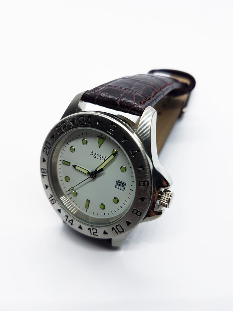 Silver-Tone Ascot Date Watch For Men | Luxury Ascot Quartz Watch ...