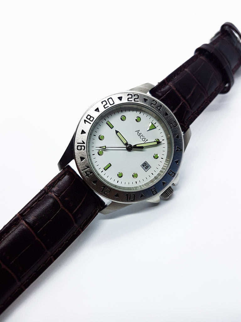 Silver-Tone Ascot Date Watch For Men | Luxury Ascot Quartz Watch ...