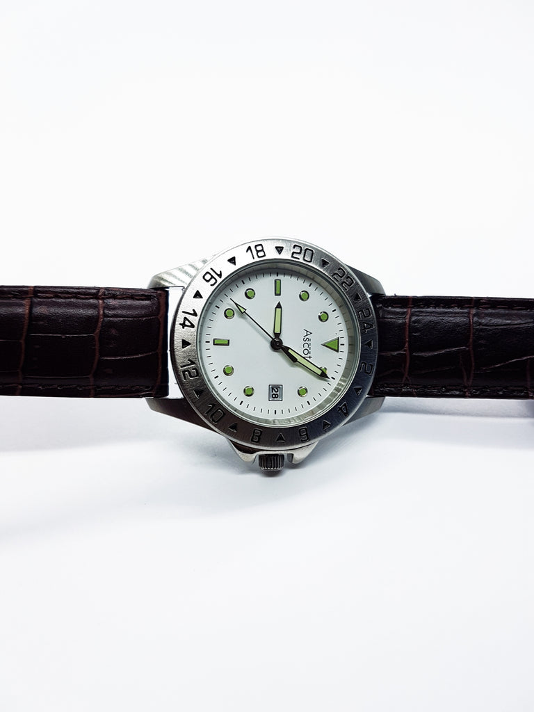 Silver-Tone Ascot Date Watch For Men | Luxury Ascot Quartz Watch ...