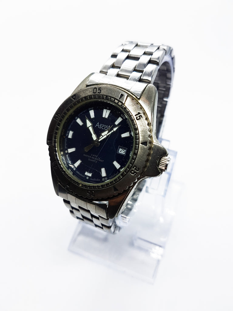 Silver-Tone Ascot Men's Vintage Watch | Quartz Watches For Men ...
