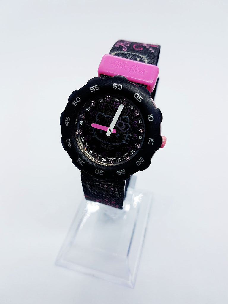 Hello Kitty Black & Pink Flik Flak by Swatch Watch | Swiss Watches ...