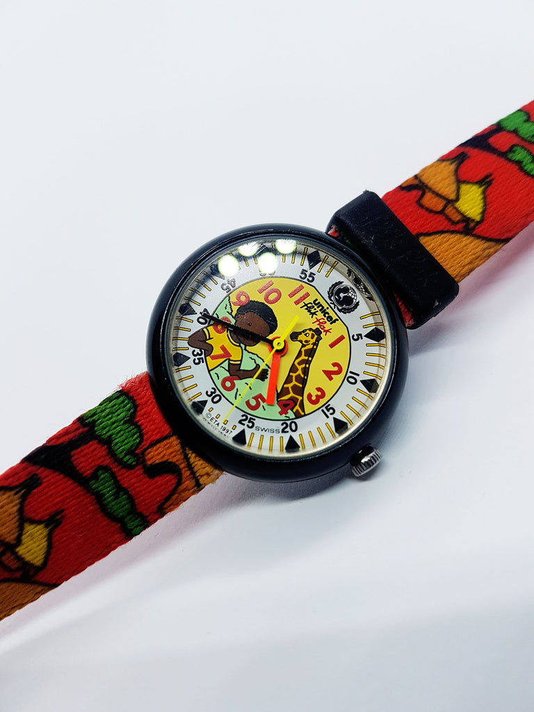1997 UNICEF Flik Flak Swiss Watch | African Human Rights Vintage Watch ...