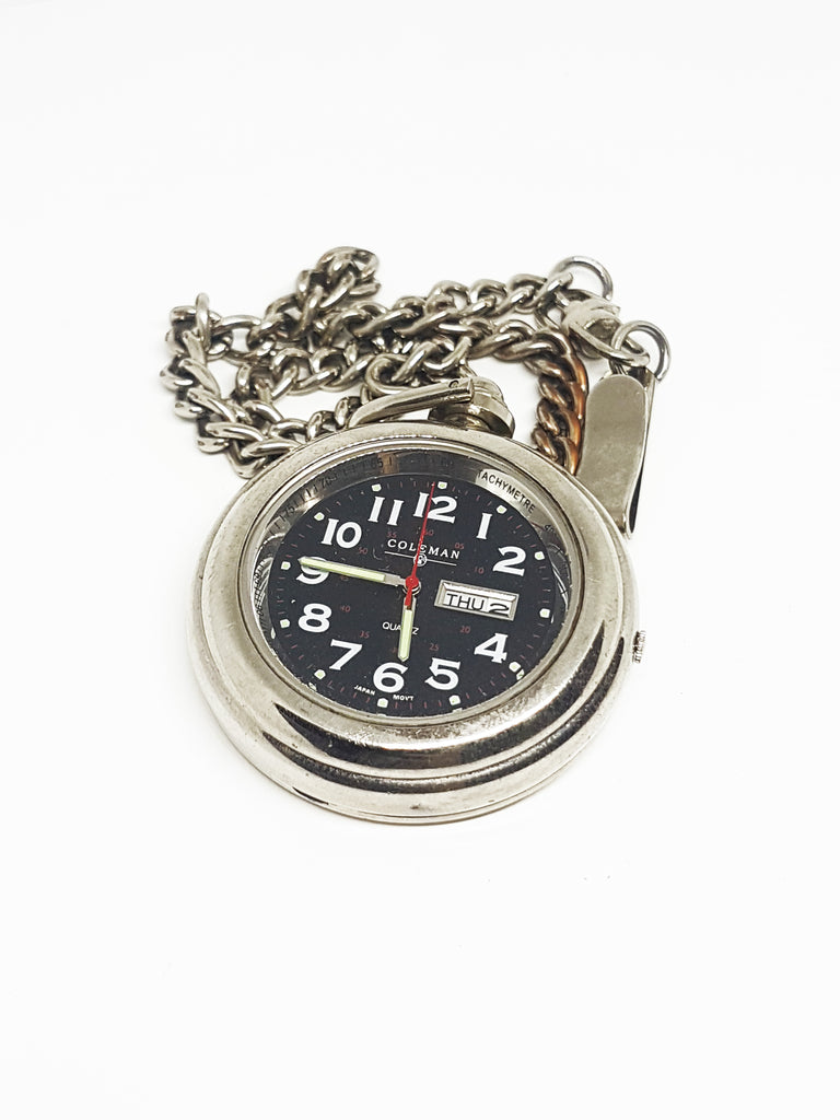 Vintage Coleman Pocket Watch | Silver-tone Industrial Pocket Watch ...