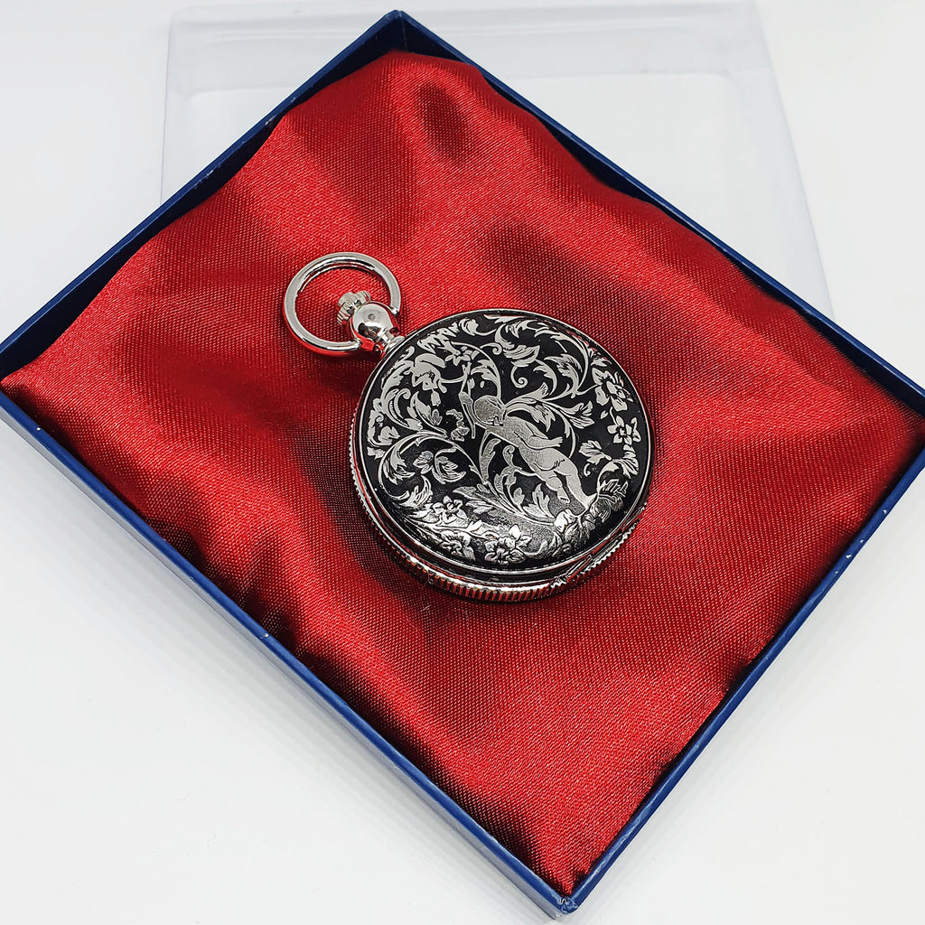 Silver-tone Baby Angel Pocket Watch | Silver & Black Vest Watch ...