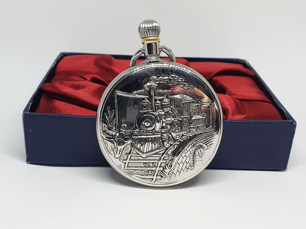 Antique Train Locomotive Silver-tone Pocket Watch | Railroad Watch ...