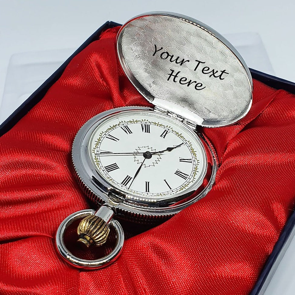 Minimalist Silver-tone Pocket Watch | Personalized Pocket Gift Watch ...