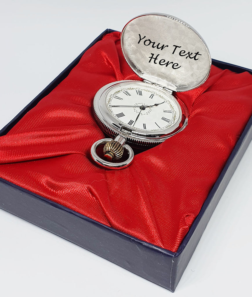 Minimalist Silver-tone Pocket Watch | Personalized Pocket Gift Watch ...