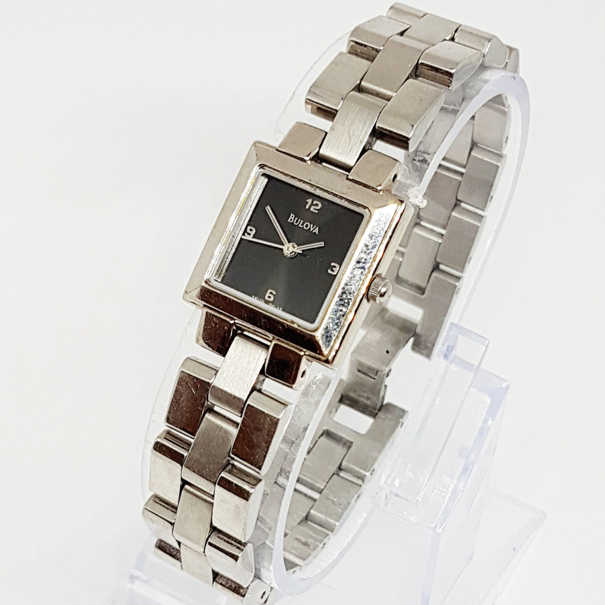 Square Black Dial Silver Bulova Watch | Minimalist Watch for Women ...