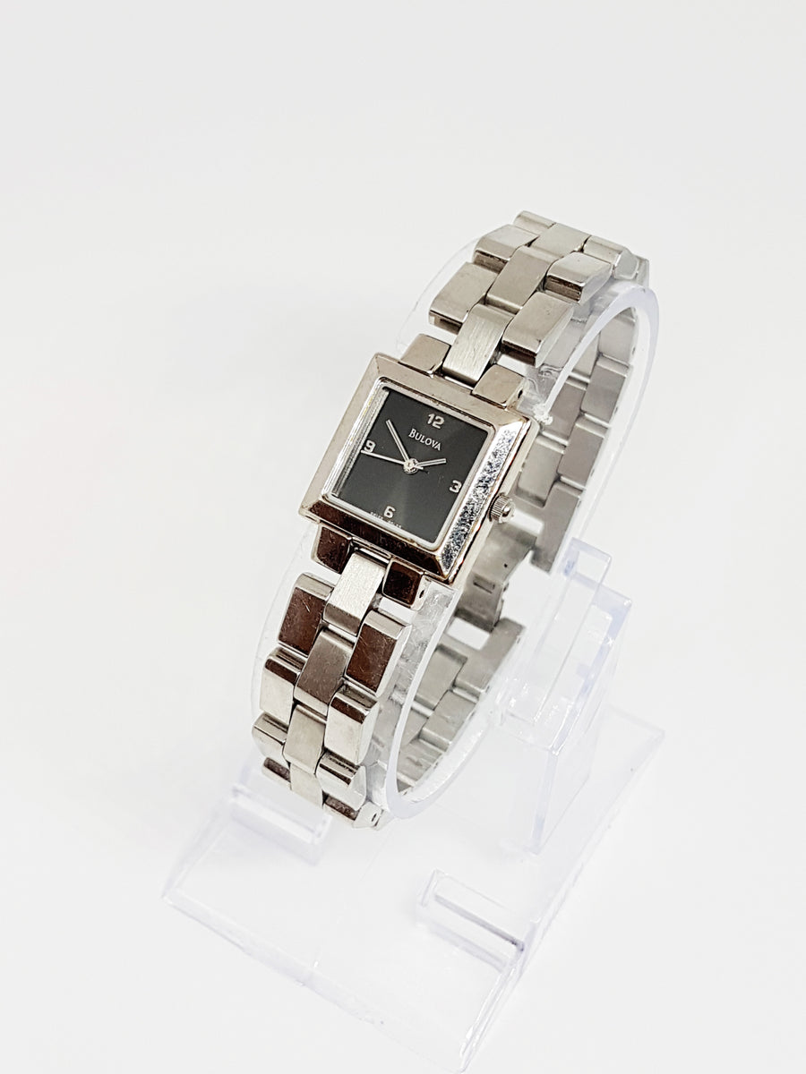 Square Black Dial Silver Bulova Watch | Minimalist Watch for Women ...
