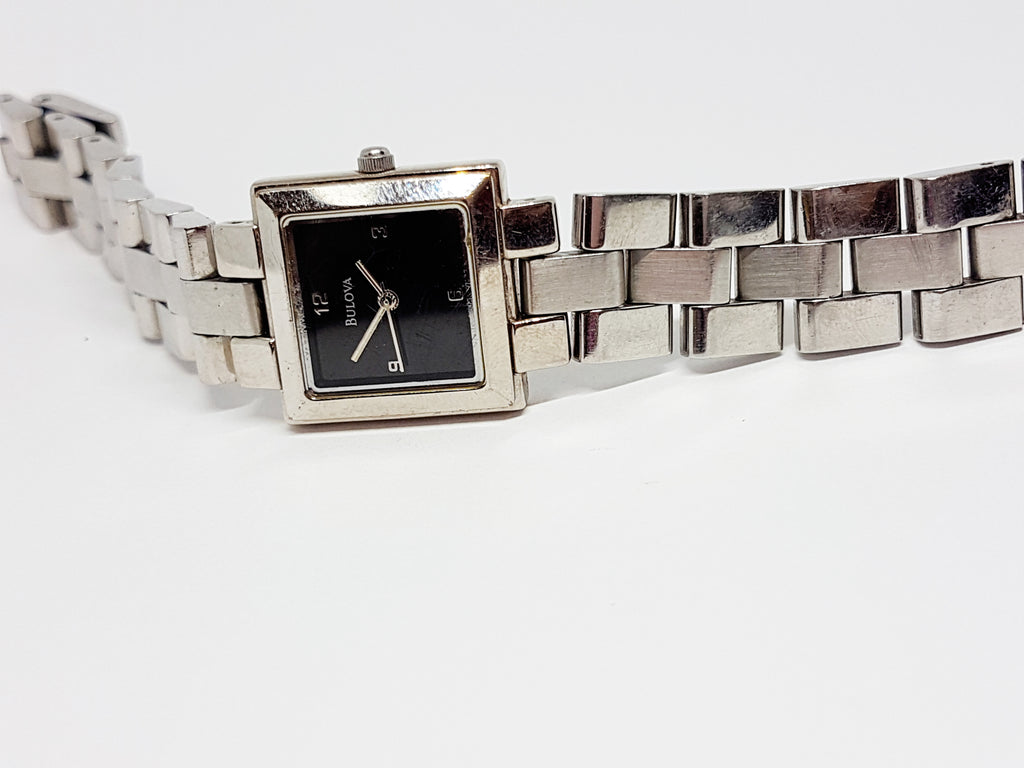 Square Black Dial Silver Bulova Watch | Minimalist Watch for Women ...
