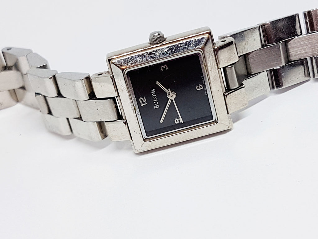 Square Black Dial Silver Bulova Watch | Minimalist Watch for Women ...