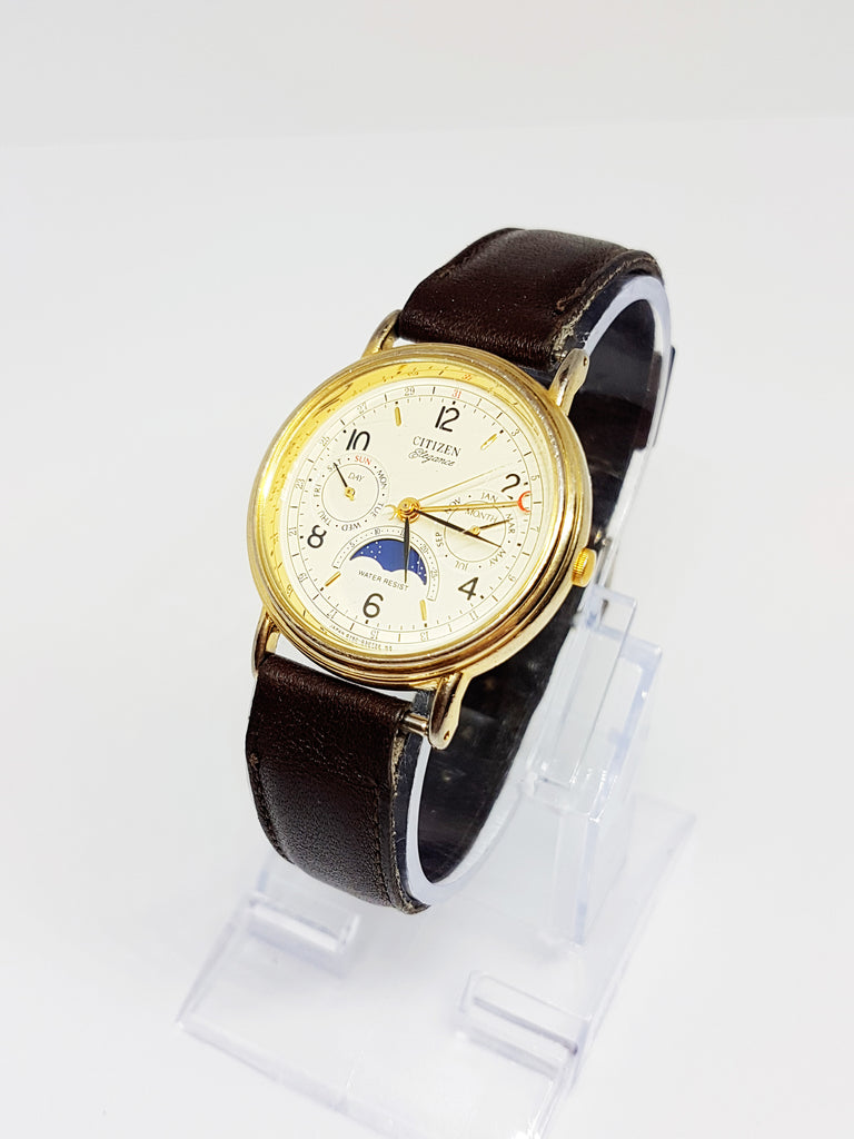 Rare Citizen Elegance 6350-G30241 Triple Calendar Moon Phase Watch ...