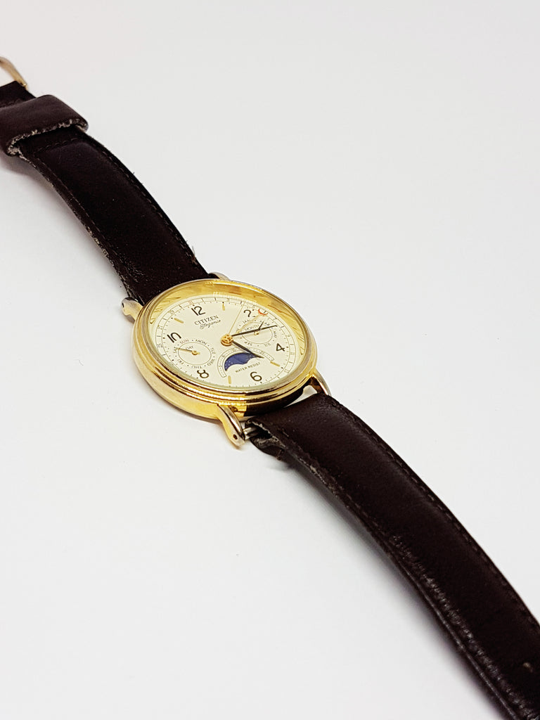 Rare Citizen Elegance 6350-G30241 Triple Calendar Moon Phase Watch ...