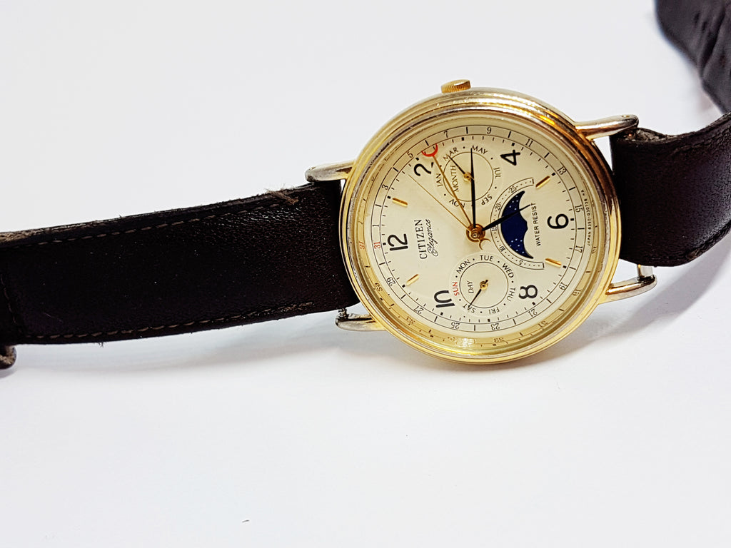Rare Citizen Elegance 6350-G30241 Triple Calendar Moon Phase Watch ...