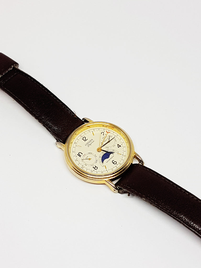 Rare Citizen Elegance 6350-G30241 Triple Calendar Moon Phase Watch ...