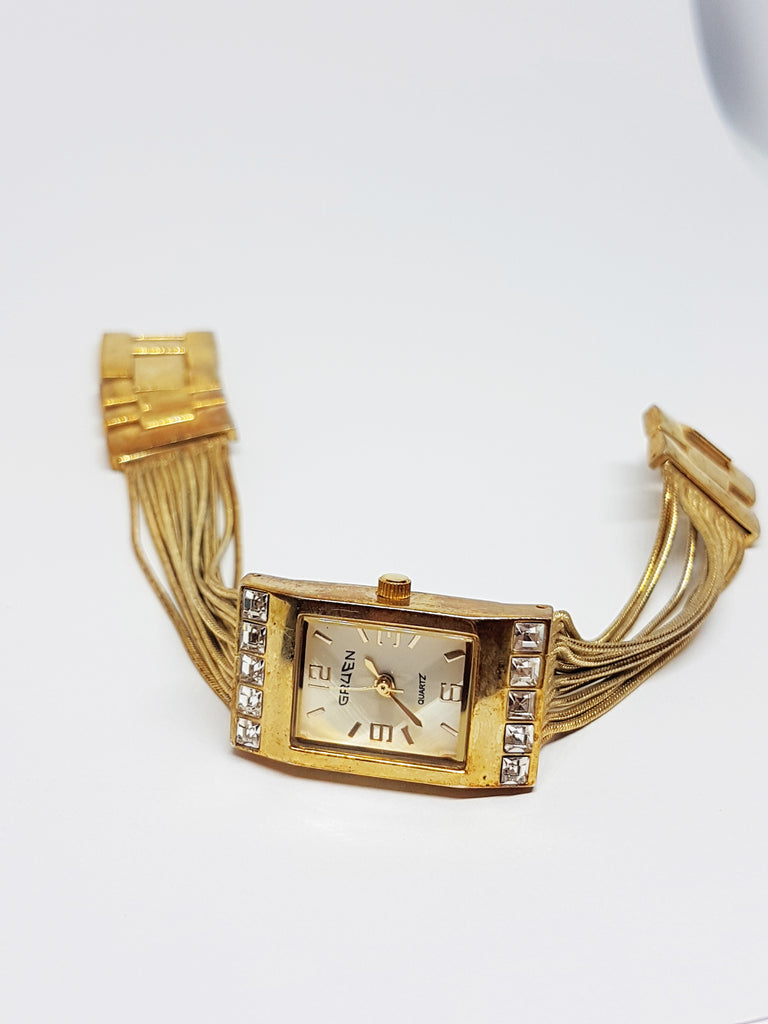 Square-Dial Gruen Quartz Watch | Elegant Gold-tone Ladies Jewelry ...