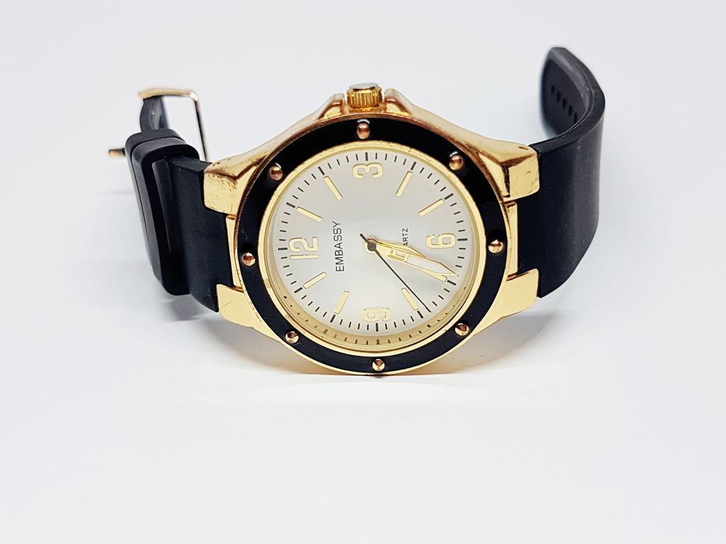 Black & Gold Embassy by Gruen Quartz Watch | Luxury Office Women Watch ...