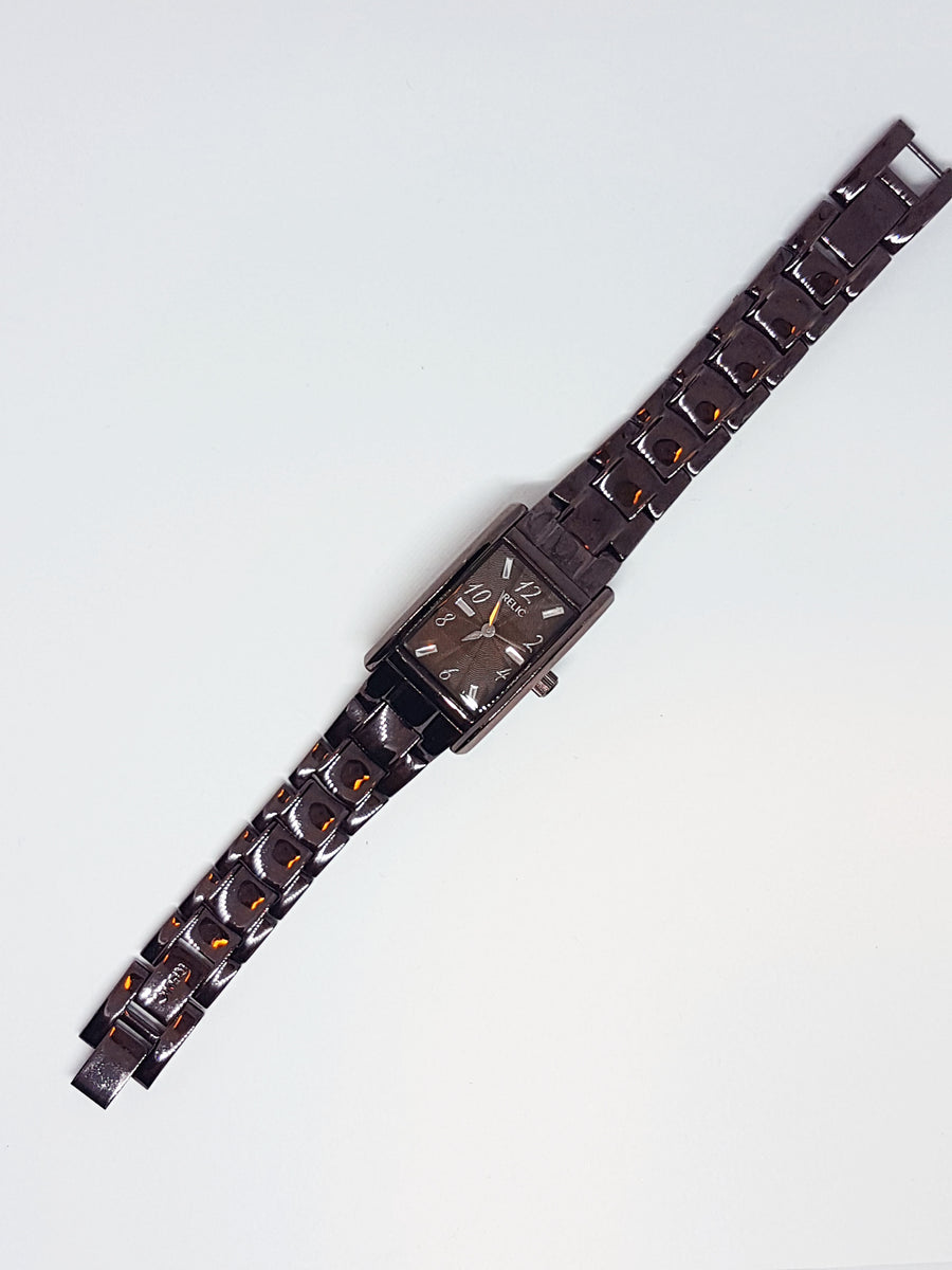 Square Relic by Fossil Quartz Watch | Chocolate Brown Ladies Watch ...
