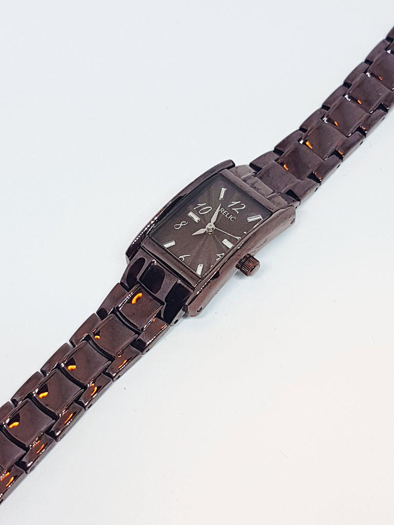 Square Relic by Fossil Quartz Watch | Chocolate Brown Ladies Watch ...