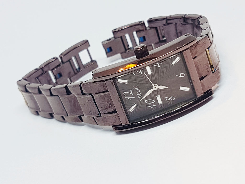 Square Relic by Fossil Quartz Watch | Chocolate Brown Ladies Watch ...