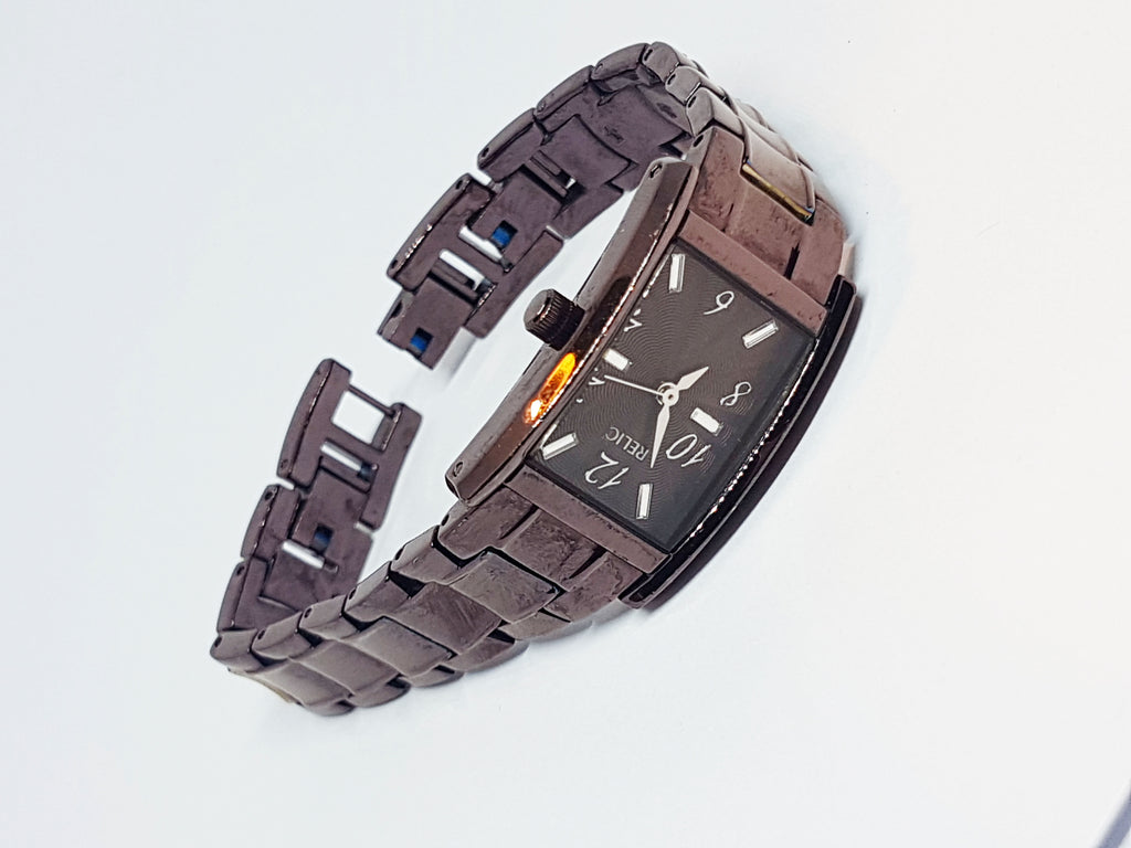 Square Relic by Fossil Quartz Watch | Chocolate Brown Ladies Watch ...