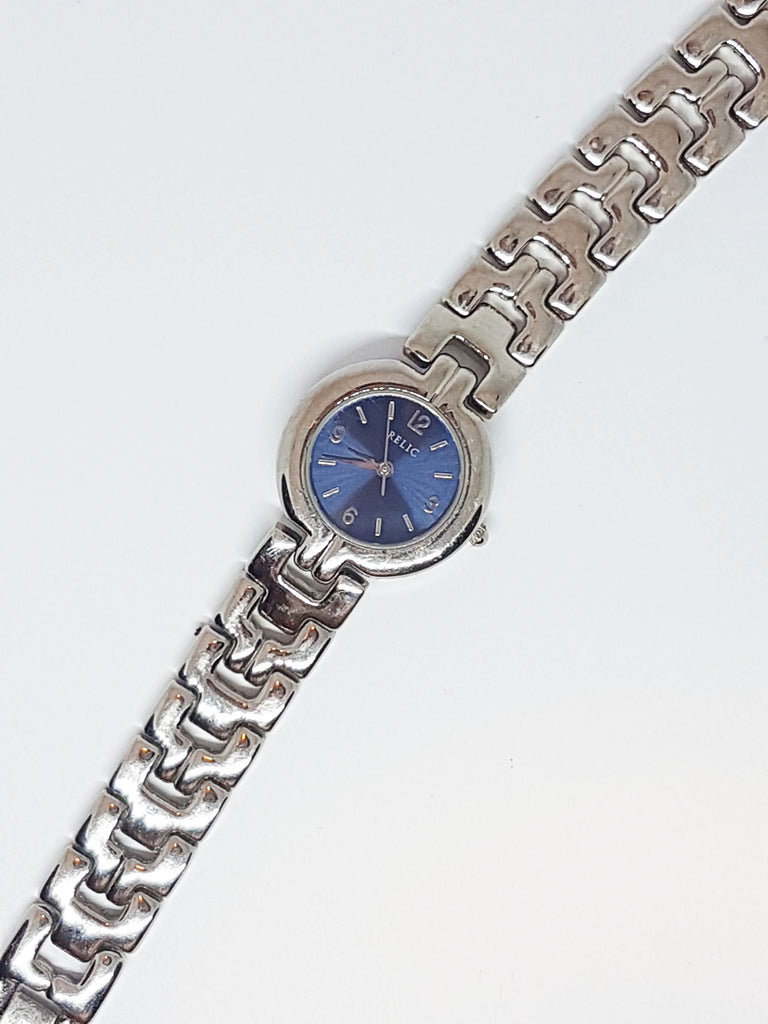 Blue Dial Relic Quartz Watch | Silver-tone Luxury Ladies Fossil Watch ...