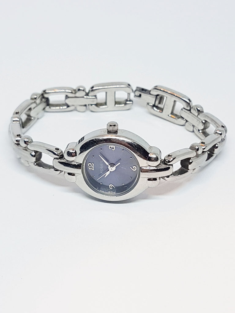 Navy Blue Fossil Watch for Ladies | Silver-tone Fossil Quartz Watch ...