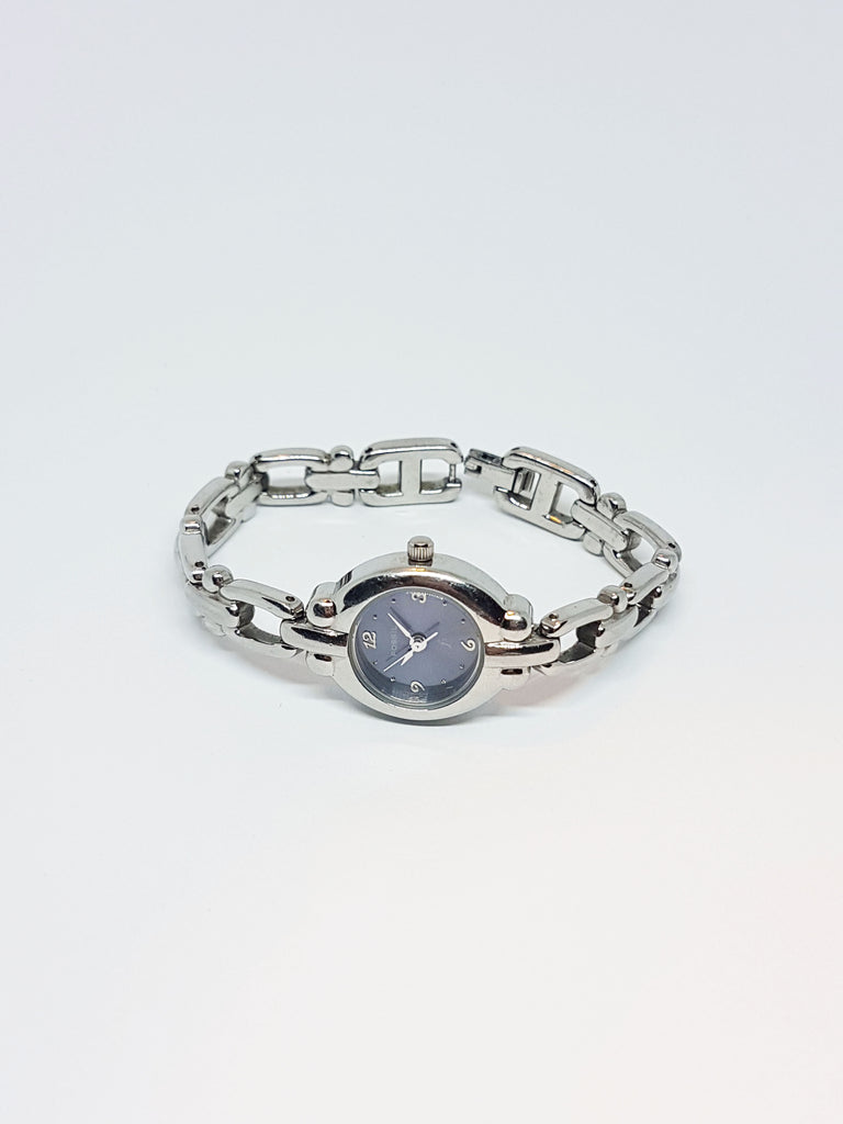 Navy Blue Fossil Watch for Ladies | Silver-tone Fossil Quartz Watch ...