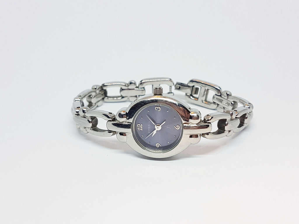 Navy Blue Fossil Watch for Ladies | Silver-tone Fossil Quartz Watch ...