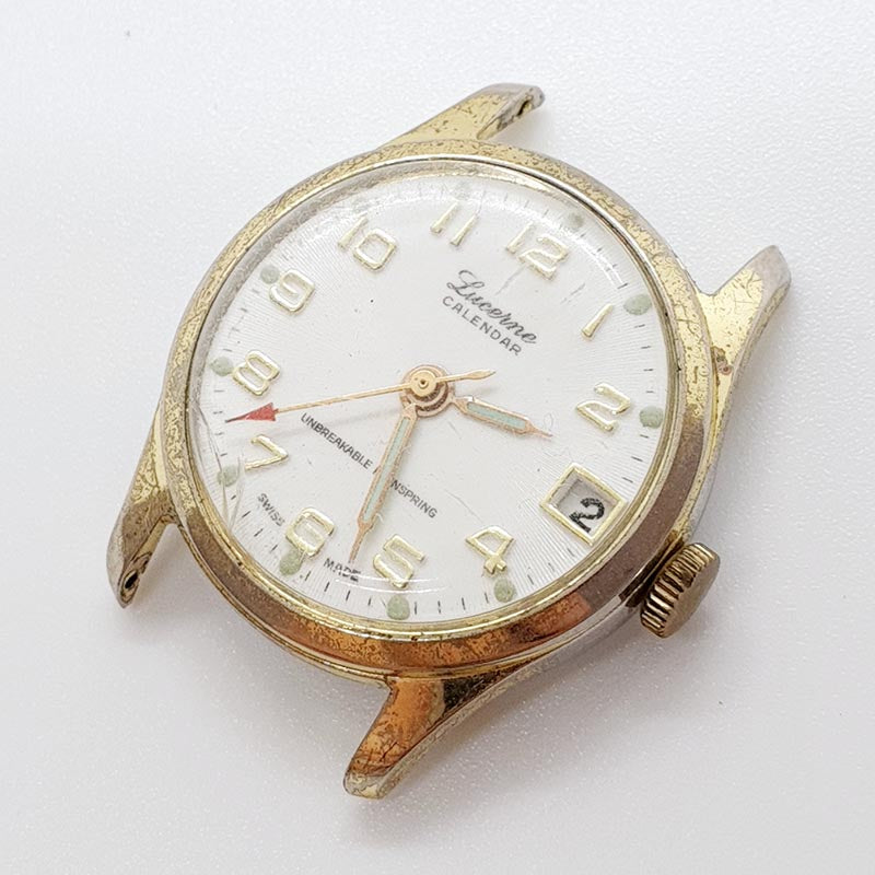 Lucerne Calendar Diamond Tooled Swiss Made Watch for Parts – Vintage Radar