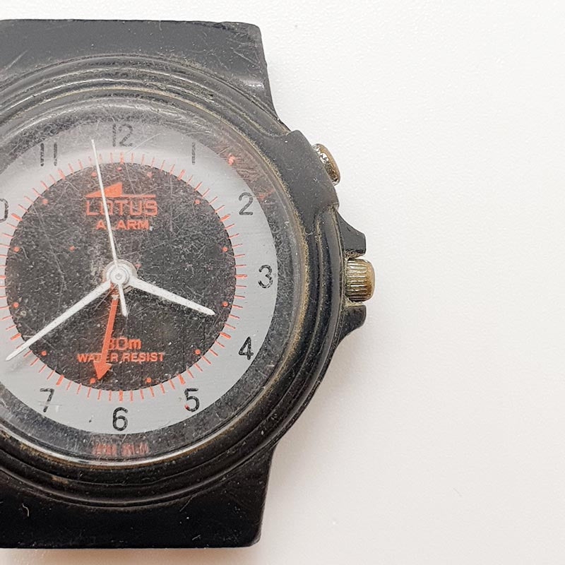 ساعة سويس لوتس إنذار بقرص أسود 30M WR لقطع الغيار والإصلاح – Vintage Radar