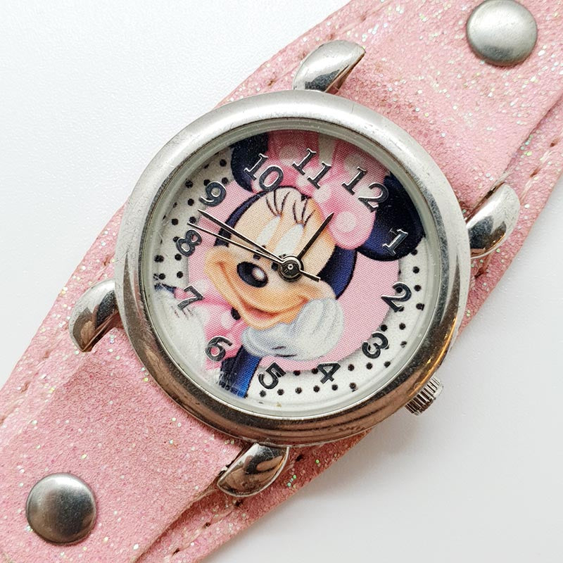 Minnie Mouse Ladies Watch with Pink Leather Bracelet | Disney Watches ...