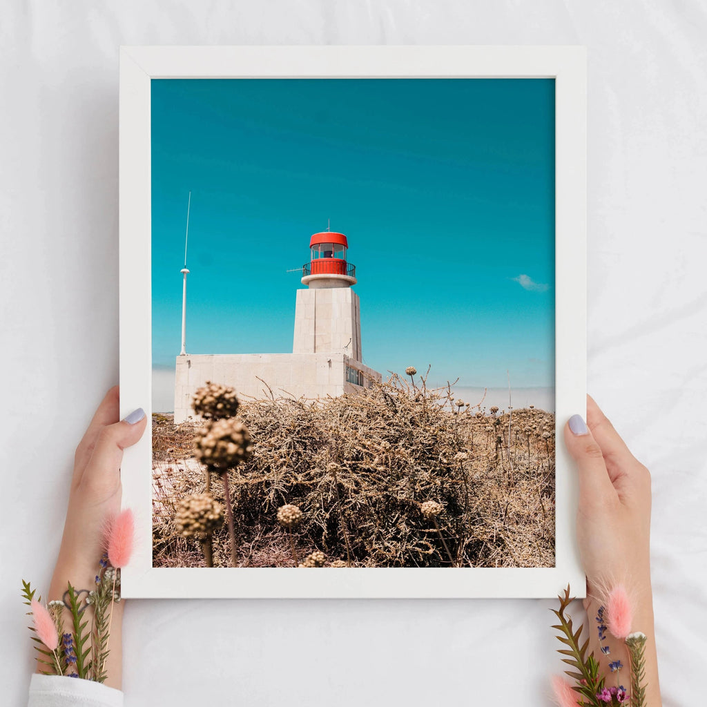 Retro Lighthouse Digital Print | Red Lighthouse Printable Wall Decor ...