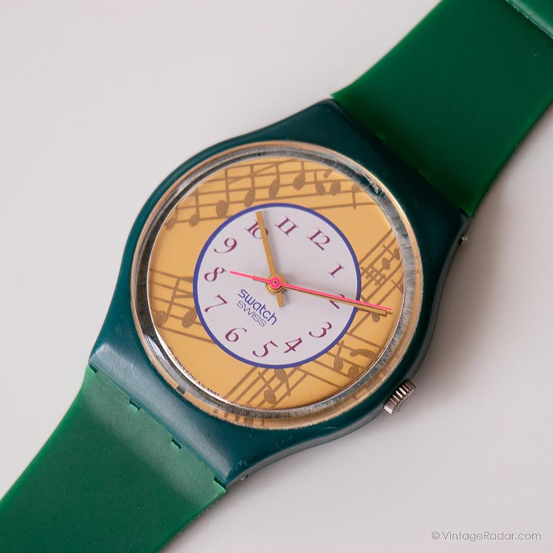1991 Swatch GG119 PALCO Watch | Vintage Musical Notes Green Swatch ...