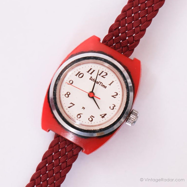 Vintage Seiko School Time Watch | Tiny Ladies Wristwatch with Red Case ...