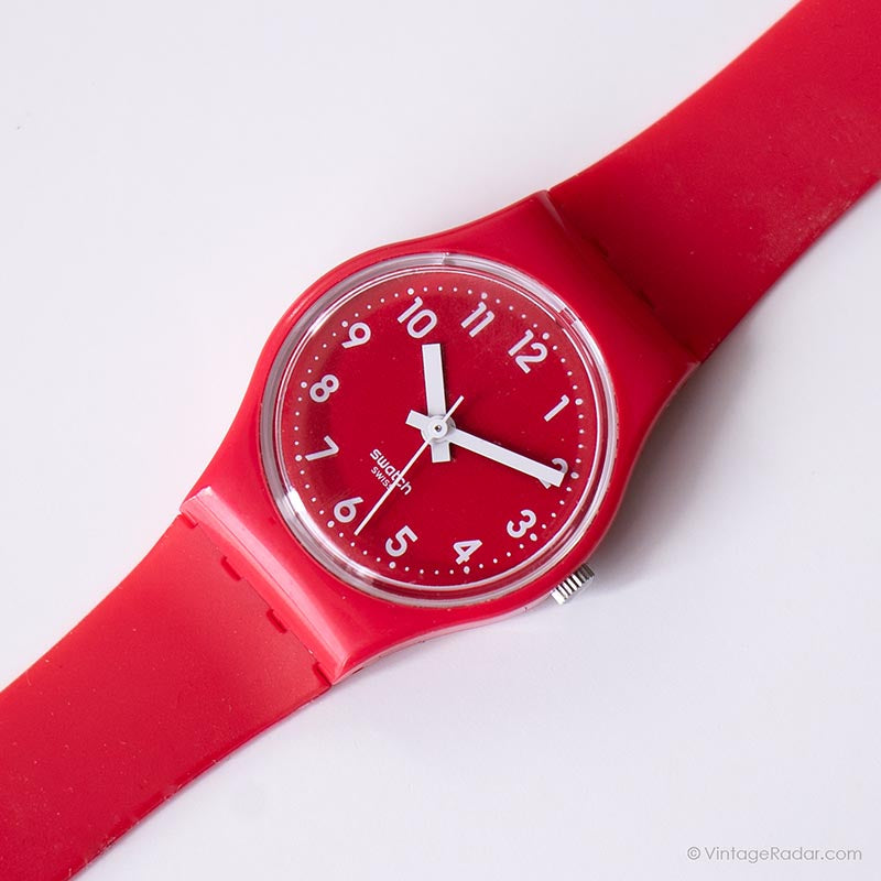 2012 Swatch LR124 BITTER CRANBERRY Watch | Long Strap Red Swatch ...
