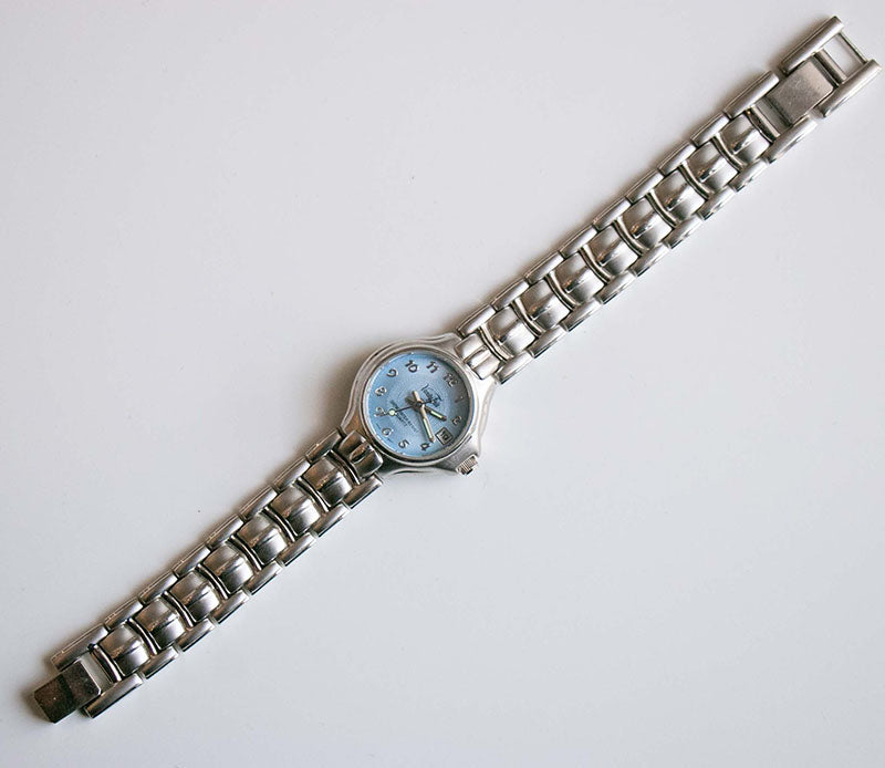 Silver-Tone VANITY FAIR Quartz Watch | Blue-dial Vintage Watch for Wom ...