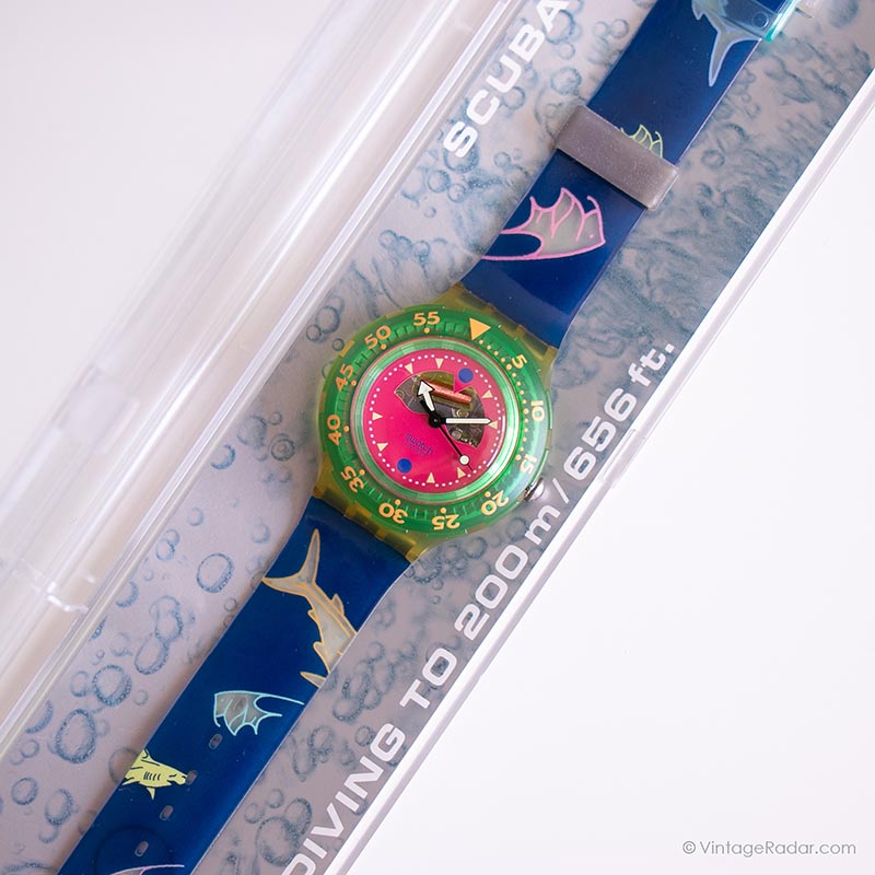 1991 Swatch SDN101 HAPPY FISH Watch | Colorful Swatch Scuba with Box ...