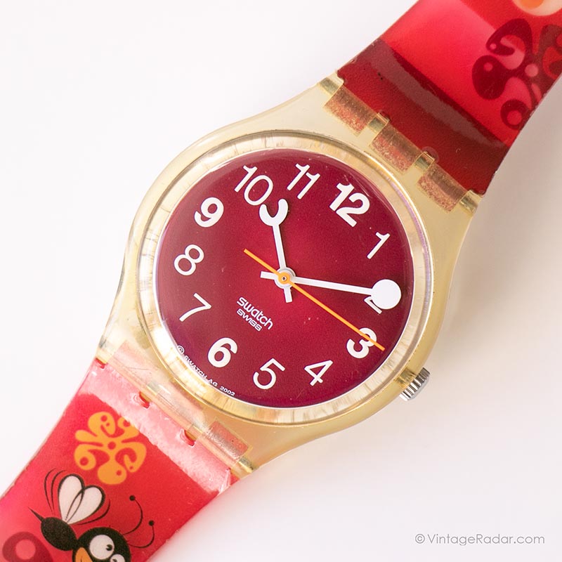 2003 Swatch GE100 BUZZIN AROUND Watch | Vintage Red Swatch Gent ...