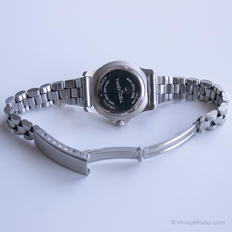 Black Bezel Timex Watch for Her | Stainless Steel Timex Indiglo Watch ...