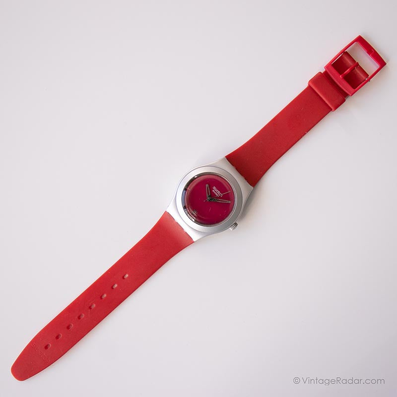 2003 Swatch YLS4009 TILE FUCHSIA Watch | Vintage Red Swatch Irony ...