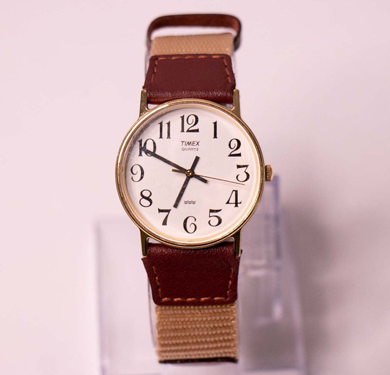 Elegant Timex Quartz Watch with Large Numerals | 90s Gold-tone Timex ...