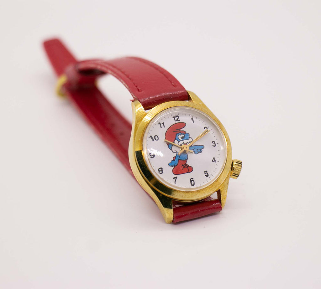 80s RARE Ladies Gold-tone Smurf Watch Vintage | The Smurfs Watch ...