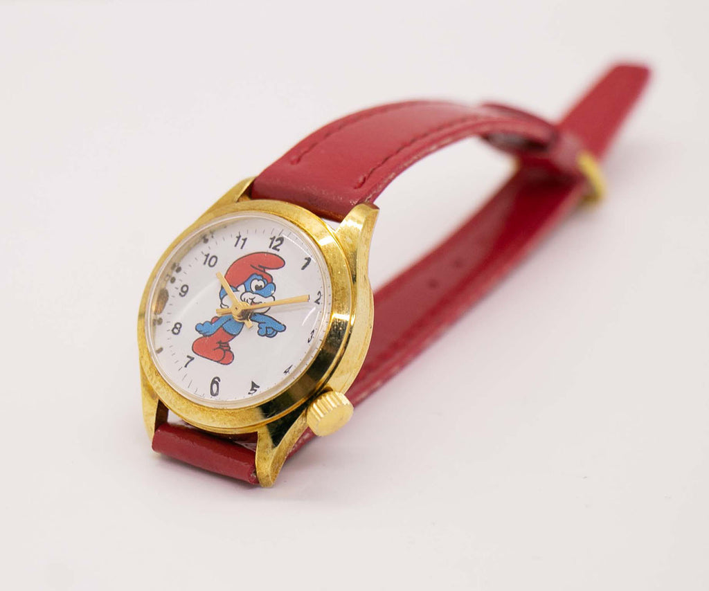 80s RARE Ladies Gold-tone Smurf Watch Vintage | The Smurfs Watch ...